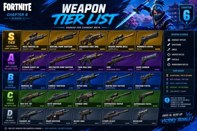 Fortnite Chapter 6 Best Weapons Tier List 2026